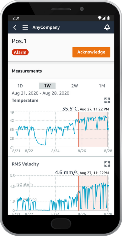 Once your data is in AWS, it can be viewed using the Monitron app ...